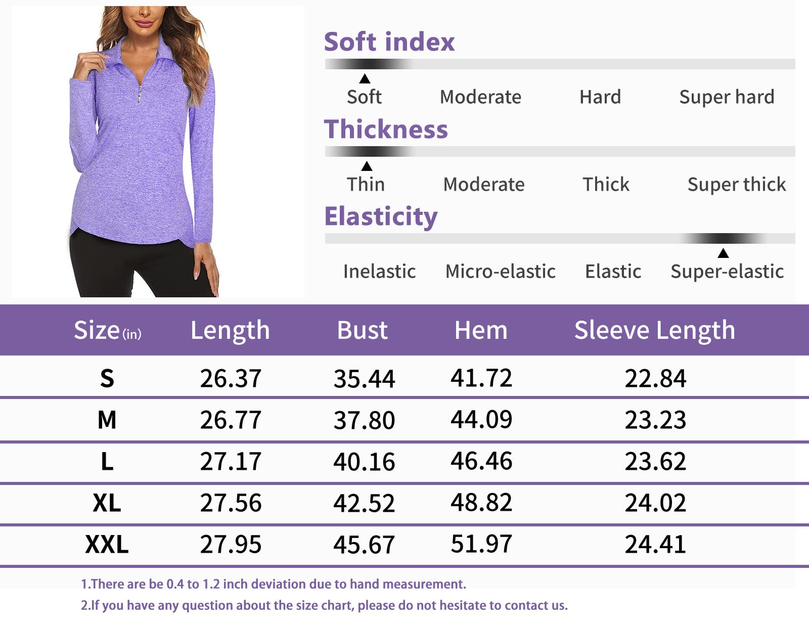 Koscacy V Neck Top Women, Golf Tennis Shirt Breathable Zipper Running Workout Outdoor Tops Yoga Biking Daily Casual Wear Aline Soft Shirts Purple XX-Large