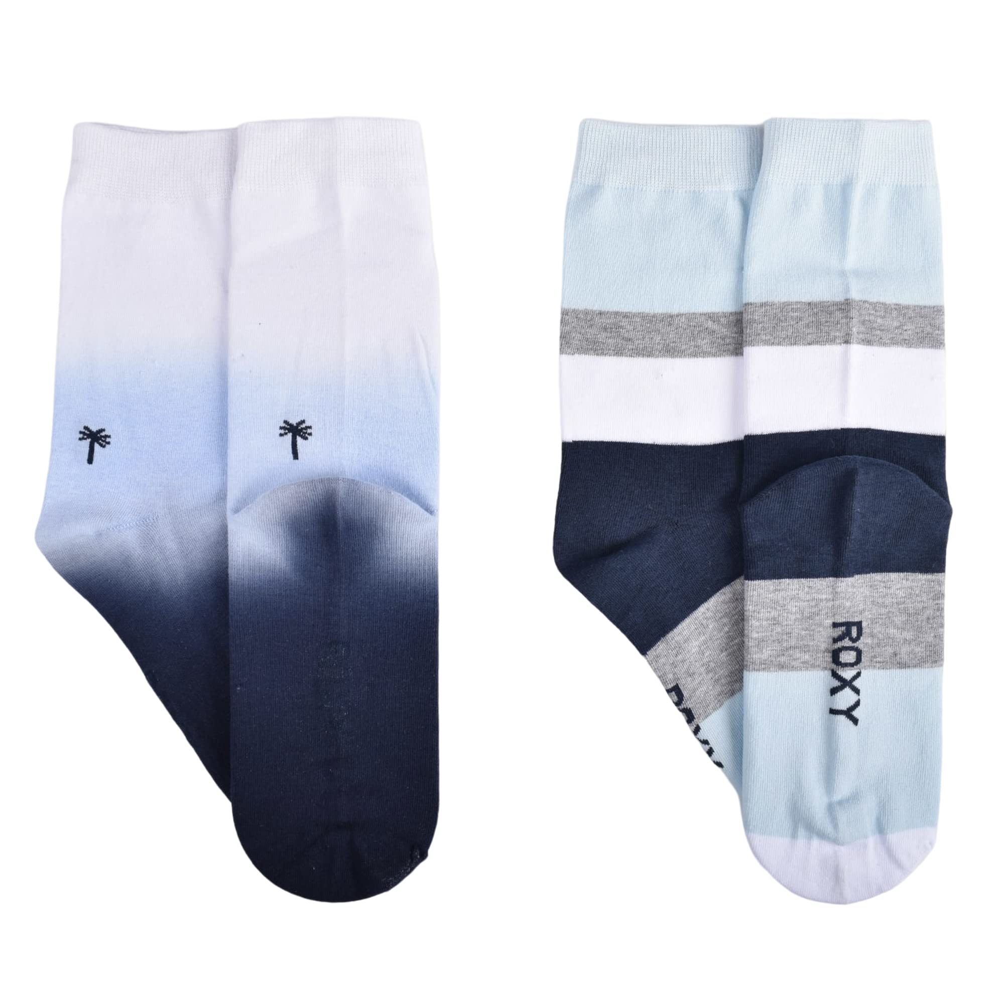 Roxy Women's 2-Pack Dip Dye Half Cushioned Crew Socks, Blue, One Size