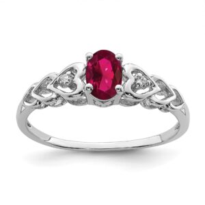 icecarats 925 sterling silver created red ruby diamond ring july birthstone jewelry size 5