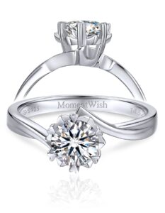 momentwish moissanite rings, 1carat personalized moissanite silver rings for women,d color vvs1 simulated diamond 925 sterling silver solitaire rings-size10.5