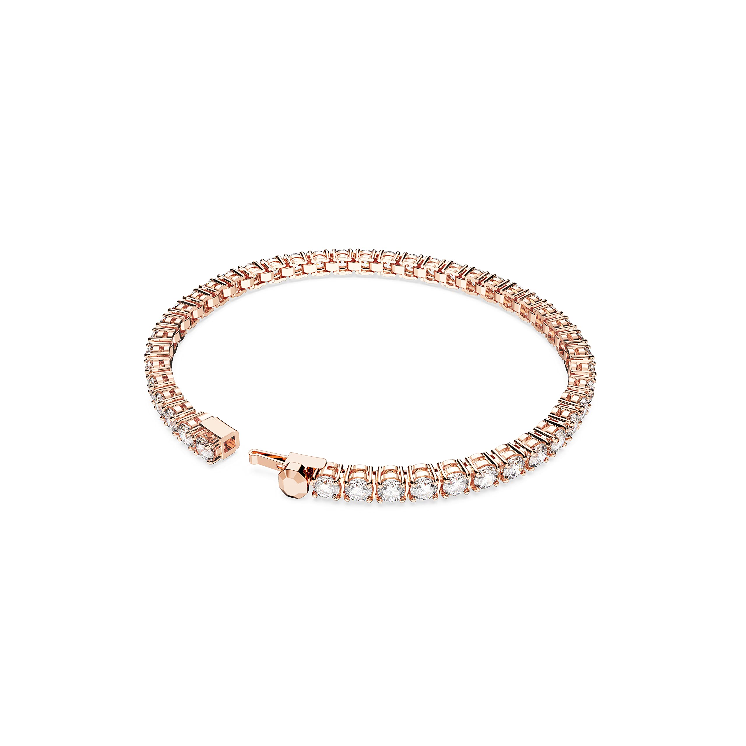 SWAROVSKI Matrix Tennis Bracelet, Round Clear Stones on Rose Gold-Tone Finished Band, Size M, Part of the Matrix Tennis Collection