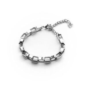 fabric of the universe stainless steel chain link bracelet (polished br-010, medium)