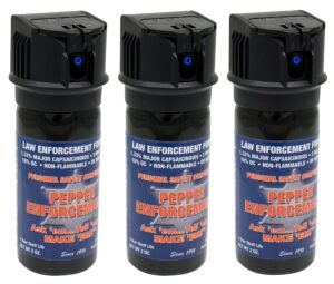 pepper enforcement pe510m-ft splatter stream pepper spray - maximum strength 10% oc formula - emergency self defense personal protection (pack of 3)