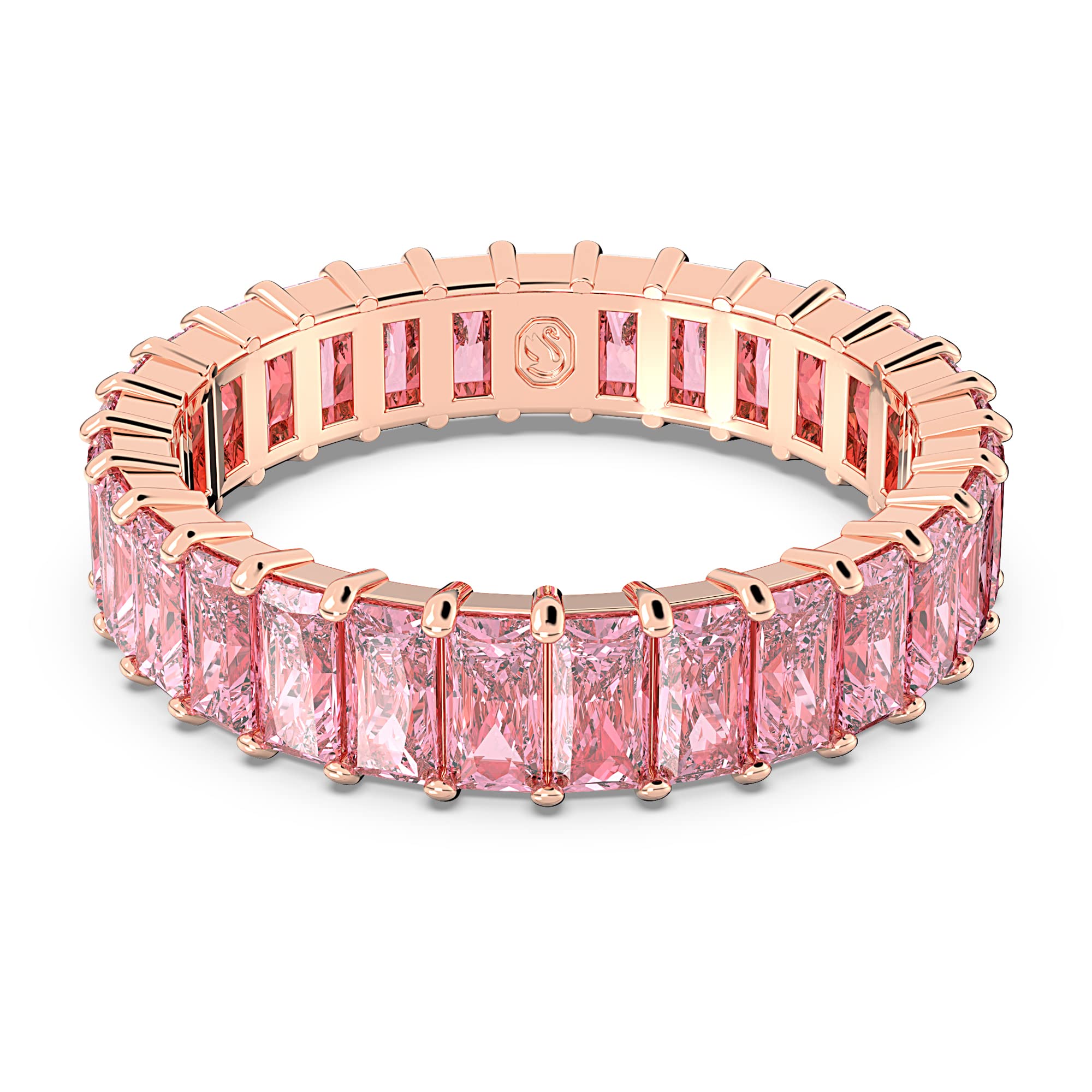 SWAROVSKI Matrix ring, Baguette cut, Pink, Rose gold-tone Finish