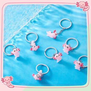 12 Pcs Axolotl Keychain Cartoon Keychain 3D Axolotl Birthday Decorations Kawaii Axolotl Party Favors Axolotl Charms Pendant Accessories for Key Backpack, Birthday(Cute)