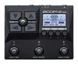 zoom g2 four guitar multi-effects processor, multi-layered ir’s, amp modeling, 75+ built-in effects, looper, rhythm section, tuner, audio interface, lightweight