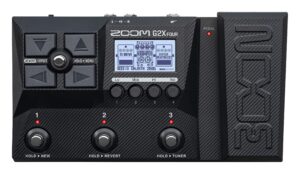 zoom g2x four guitar multi-effects processor with expression pedal, multi-layered ir’s, amp modeling, 75+ built-in effects, looper, rhythm section, tuner, audio interface, lightweight