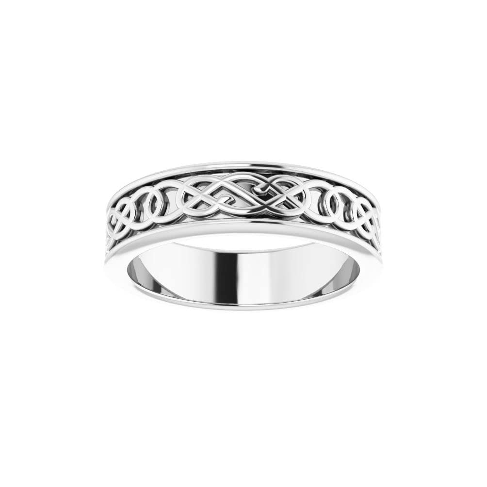 Bonyak Jewelry Sterling Silver 5mm Celtic-Inspired Band Elegant Design, Size 5.5