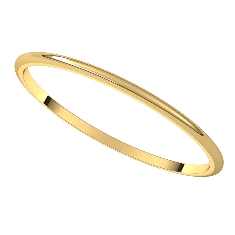 Bonyak Jewelry 18k Yellow Gold 1mm Half Round Ultra-Light Band Stylish Design, Size 7