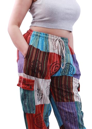 Handmade Om Pants Patchwork Pants Unisex Multisize Himalayan Bohemian Trousers (as1, Alpha, m, Regular, Regular) Multicolor