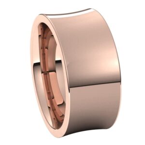 Bonyak Jewelry 10k Rose Gold 9mm Concave Comfort Fit Band Beautiful Design, Size 7.5