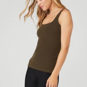 Alo Yoga Women's Ribbed Minimalist Tank, Espresso, X-Small