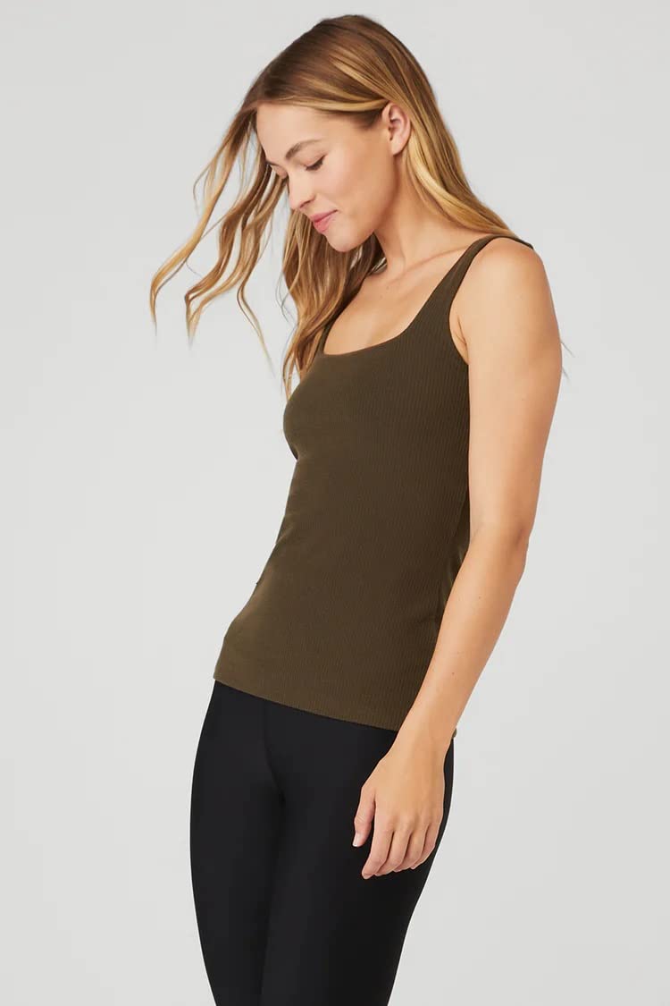 Alo Yoga Women's Ribbed Minimalist Tank, Espresso, X-Small