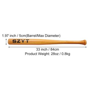 SZYT 33 inch Wood Baseball Bat Self-Defense Softball Bat Home Defense Lightweight Yellow