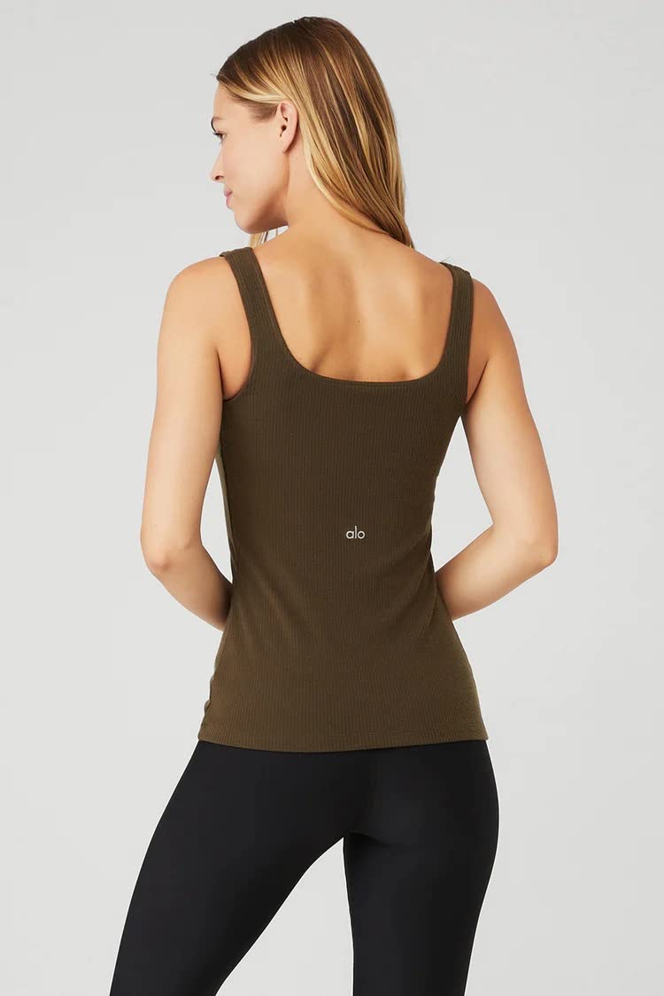 Alo Yoga Women's Ribbed Minimalist Tank, Espresso, X-Small