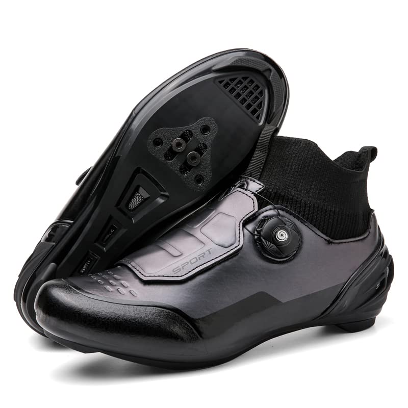 Ksloutdoor Peloton Unisex Cycling Shoes High Women Bike Outdoor Sports Shoes Road Bike Cycling Shoes for Men SPD Indoor Peloton Bike Shoes Compatible SPD Cleats Riding Shoe Black Size 8/10.5