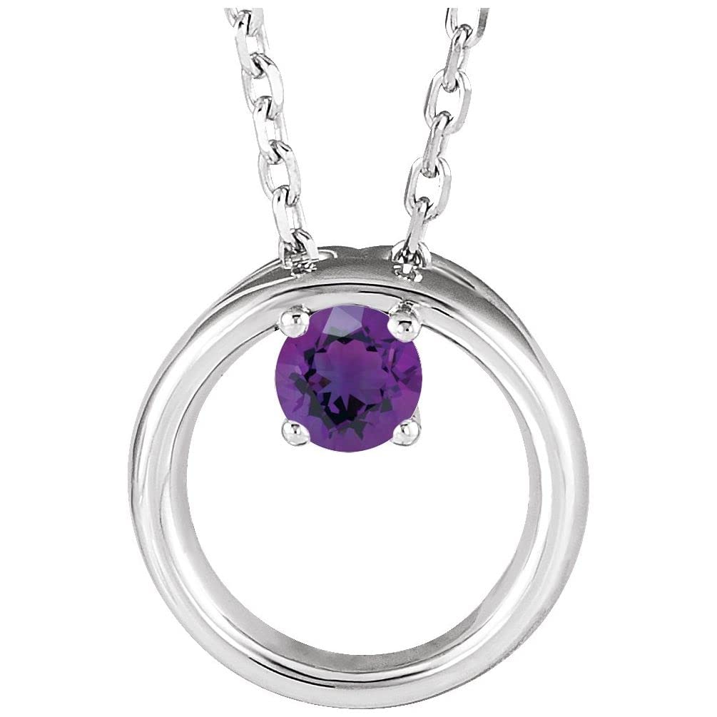 Bonyak Jewelry Platinum Natural Amethyst Circle 16-18" Necklace Stylish Design