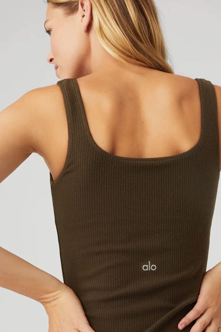 Alo Yoga Women's Ribbed Minimalist Tank, Espresso, X-Small