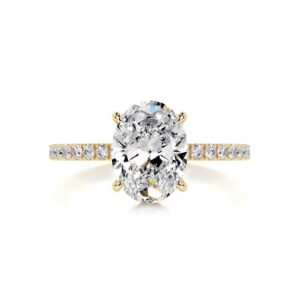 2.0ct oval hidden halo moissanite engagement ring, 14k yellow gold vintage engagement ring, wedding ring, size-6.5