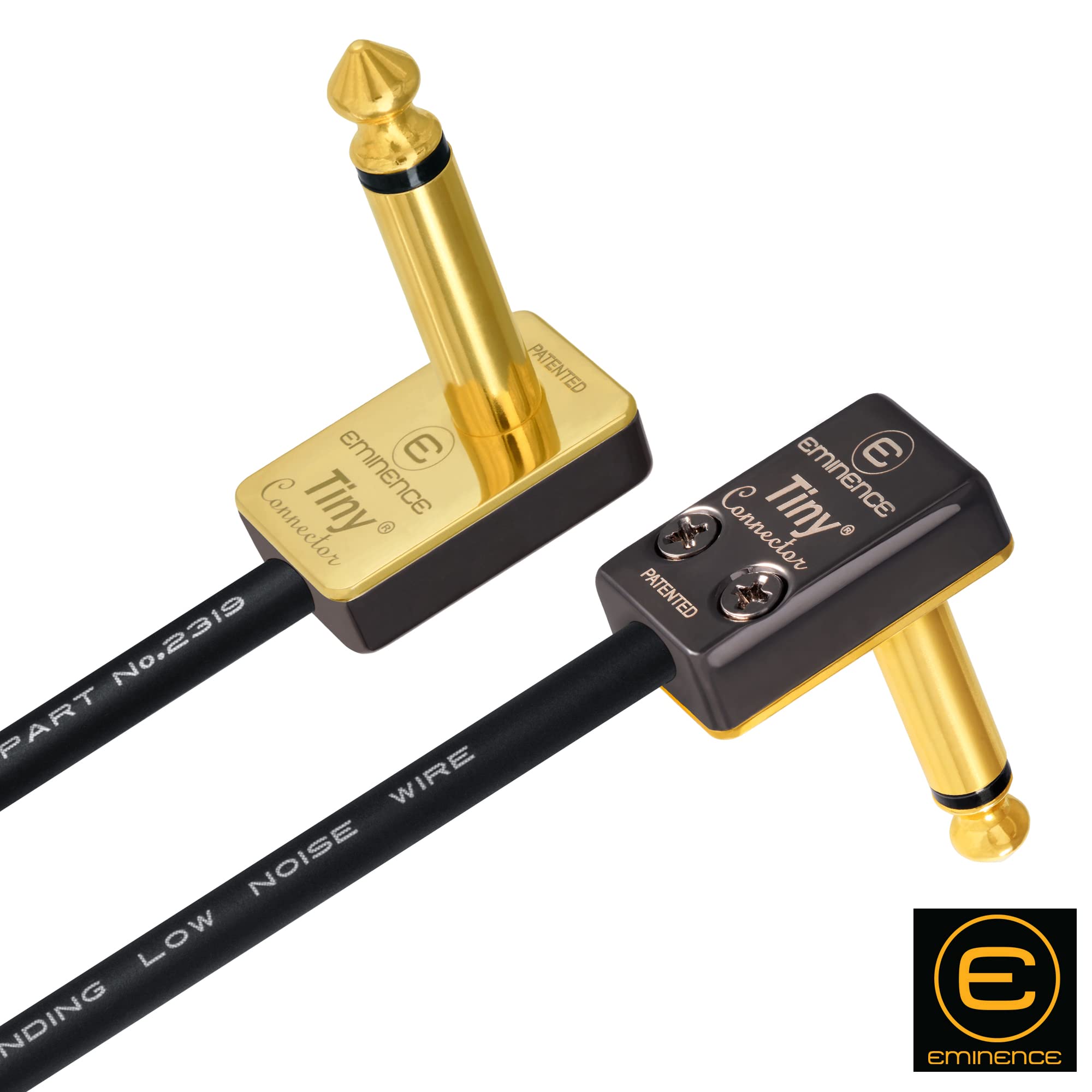 WORLDS BEST CABLES 6 Units - 12 Inch - Pedal, Effects, Patch, Instrument Cable Custom Made Using Mogami 2319 Wire & Eminence Tiny Gold-Plated Angled TS Connectors