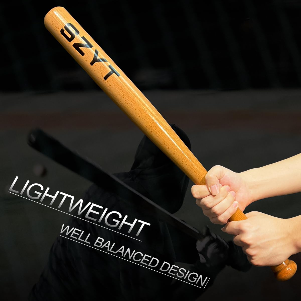 SZYT 33 inch Wood Baseball Bat Self-Defense Softball Bat Home Defense Lightweight Yellow