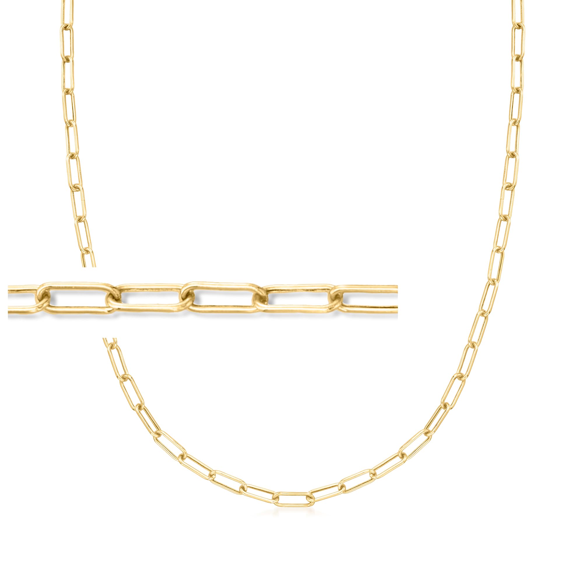 Canaria 3mm 10kt Yellow Gold Paper Clip Link Choker Necklace. 13 inches