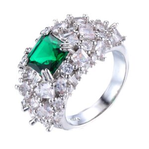 kinmot stunning blossom & green zircon square stone promise rings size 9 (9)