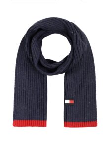 tommy hilfiger men's rubber flag patch tipped rib scarf, sky captain, one size