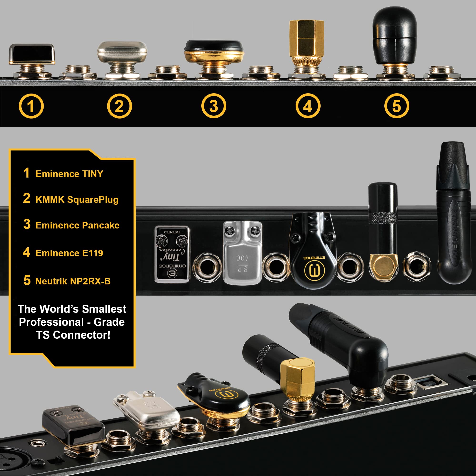 WORLDS BEST CABLES 6 Units - 4 Inch - Pedal, Effects, Patch, Instrument Cable Custom Made Using Mogami 2319 Wire & Eminence Tiny Gold-Plated Angled TS Connectors