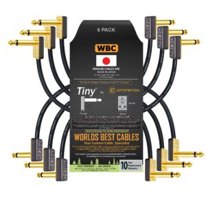 worlds best cables 6 units - 4 inch - pedal, effects, patch, instrument cable custom made using mogami 2319 wire & eminence tiny gold-plated angled ts connectors