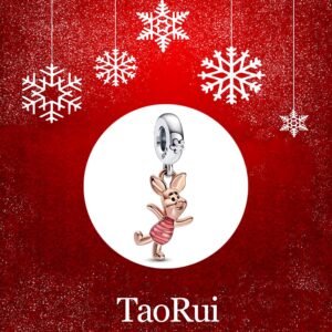 TAORUI Piglet Dangle Charm for Women Bracelets Necklaces in 925 Sterling Silver,Mother's Day Birthday Christmas Valentine's Day Gifts for Women