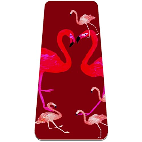 Dragon Sword Tropical Flamingo Premium Thick Yoga Mat Eco Friendly Rubber Health&Fitness Non Slip Mat for All Types of Exercise Yoga and Pilates (72" x 24" x 6mm)