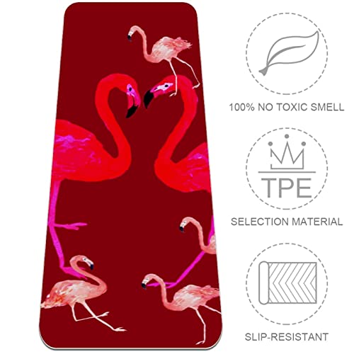 Dragon Sword Tropical Flamingo Premium Thick Yoga Mat Eco Friendly Rubber Health&Fitness Non Slip Mat for All Types of Exercise Yoga and Pilates (72" x 24" x 6mm)