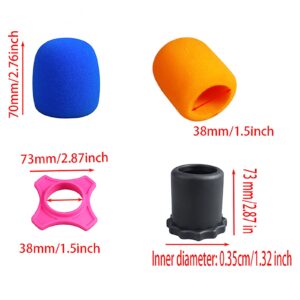 GWYAN 10 Pcs Wireless Handheld Microphone Silicone Ring Foam Windscreen Covers Bottom Rod Sleeve Holder Set Shakeproof Anti-Rolling (5 colors)