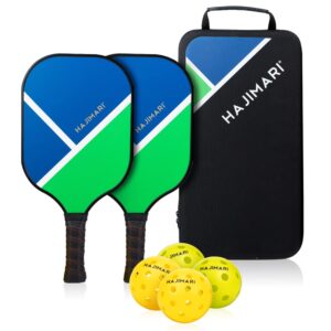 hajimari usapa pickleball set - pickle ball rackets 4 pack with indoor outdoor balls, carry bag | lightweight honeycomb core carbon fiber paddle | beginner and professional play