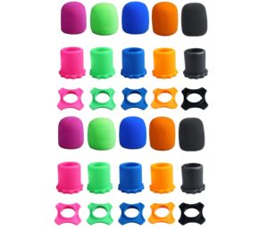 gwyan 10 pcs wireless handheld microphone silicone ring foam windscreen covers bottom rod sleeve holder set shakeproof anti-rolling (5 colors)