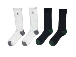 polo ralph lauren men`s classic sport stripe crew socks 4 pack (w(zp821431pkn)/b, 10-13)