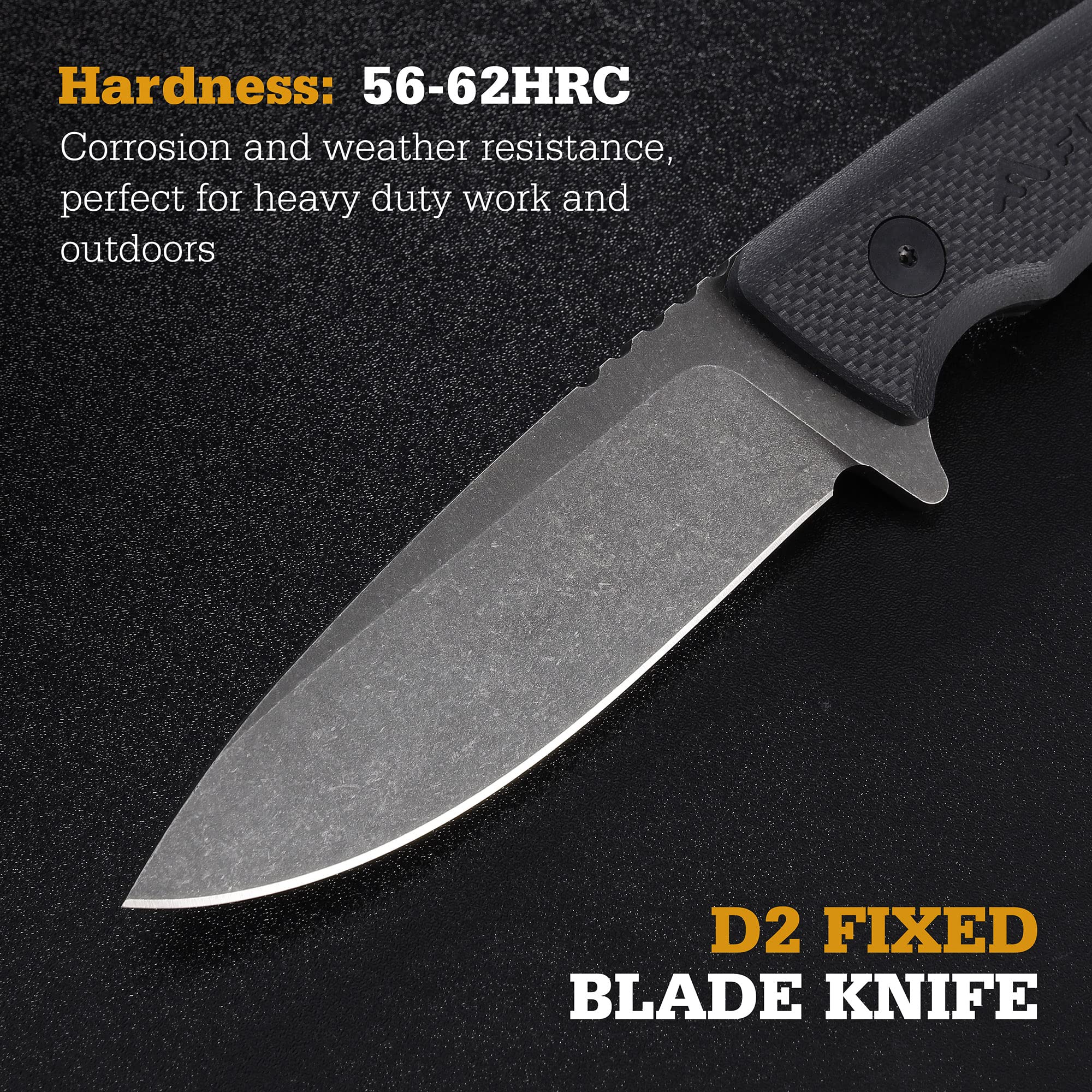 FLISSA Fixed Blade Hunting Knife, Fixed Blade Knife with Sheath