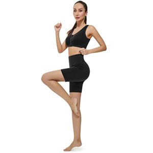 KKB Women's 8''/5'' High Waist Active Wear Shorts Yoga Leggings, Tummy Control Workout Shorts Side Pockets Running Pants (Small, 1-8"-Black)