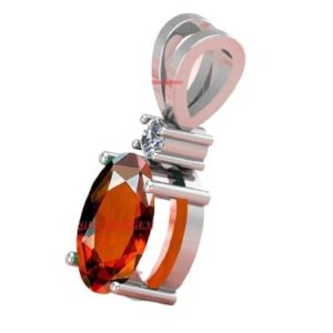 Tongari 6.25 Ratti 5.00 Carat Certified A+ Quality Natural Hessonite Garnet Gomed Stone Silver Pendant Locket