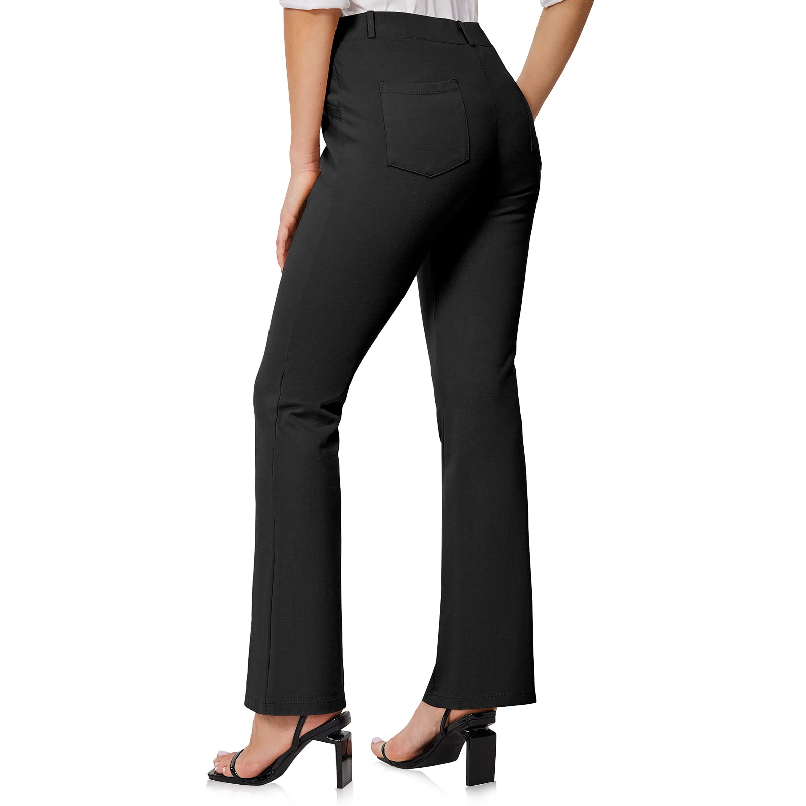 Women's Yoga Dress Pants Bootcut Stretchy Work Slacks Office Business Casual Golf Pant with 4 Pockets,31" Inseam Black S