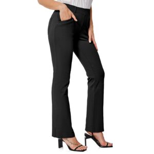 women's yoga dress pants bootcut stretchy work slacks office business casual golf pant with 4 pockets,31" inseam black s