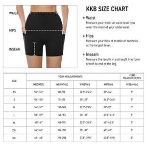 KKB Women's 8''/5'' High Waist Active Wear Shorts Yoga Leggings, Tummy Control Workout Shorts Side Pockets Running Pants (Small, 1-8"-Black)