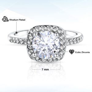 Achouray 18K White Gold Plated Cubic Zirconia Promise Engagement Rings, Princess cut engagement Promise Eternity ring for Women Girlfriend (8)