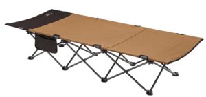 mountain summit gear horizon cot, foldable camping cot for children & adults, durable sleeping pad with steel frame that holds 300 lbs, folding bed includes side storage (by caddis sports inc.)