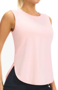 joyspels ice silk workout tank tops for women cool-dry sleeveless loose fit yoga shirts athletic pink