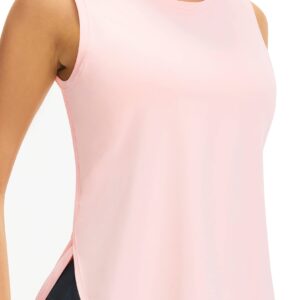 JOYSPELS Ice Silk Workout Tank Tops for Women Cool-Dry Sleeveless Loose Fit Yoga Shirts Athletic Pink