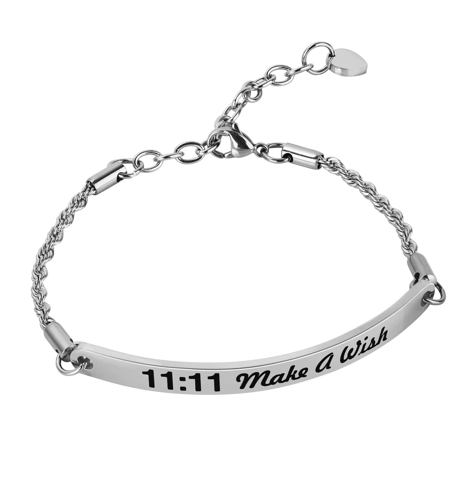 cuffsecret Adjustable 11:11 Make A Wish Bracelet (Steel)