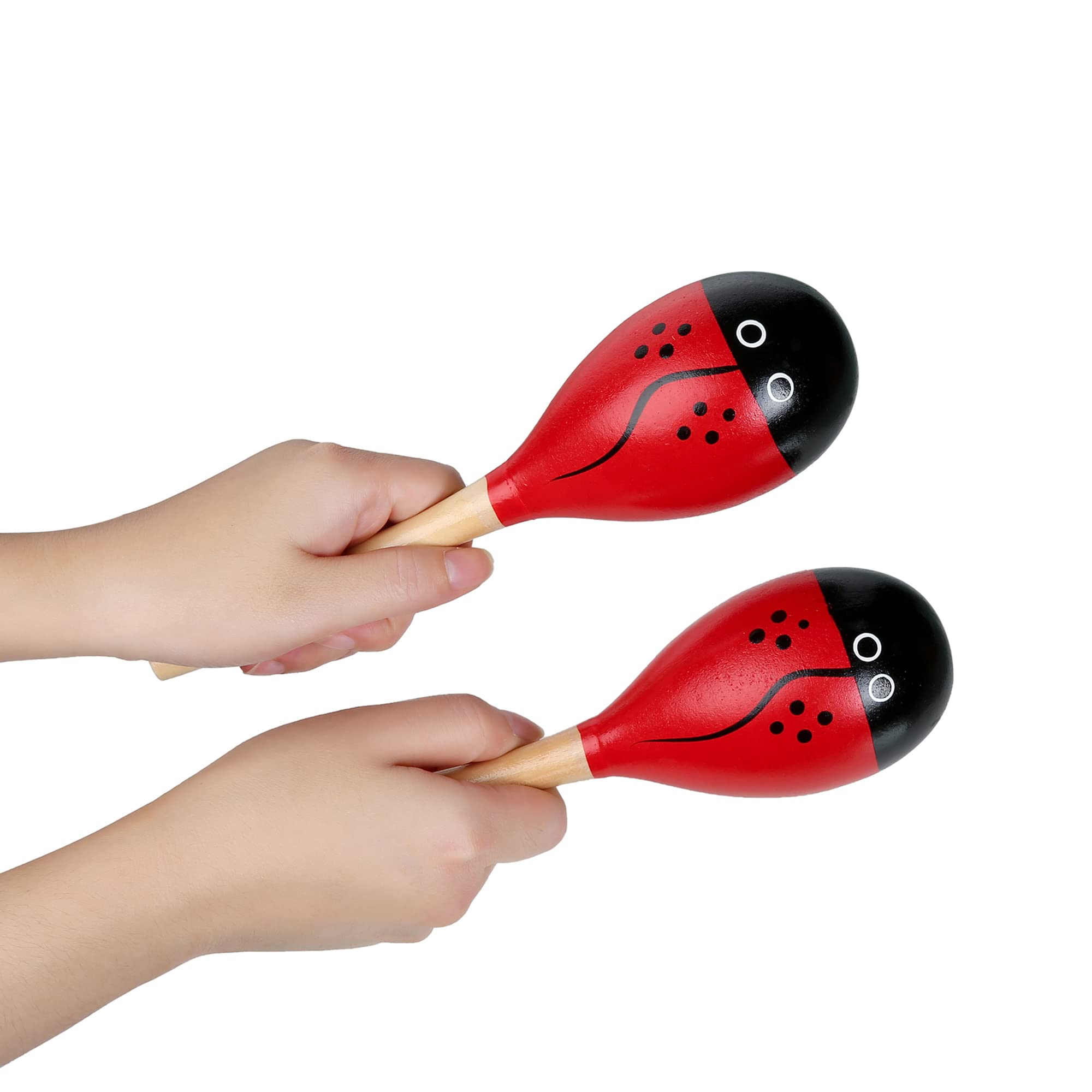 Maracas, Wooden Shaker Musical Percussion Instrument for Adult Kids Babies Toddlers, Red