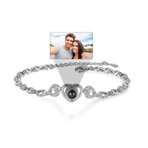 nameinhea bracelet with picture inside custom personalized photo projection bracelet,picture memorial for women girlfriend mom (heart)